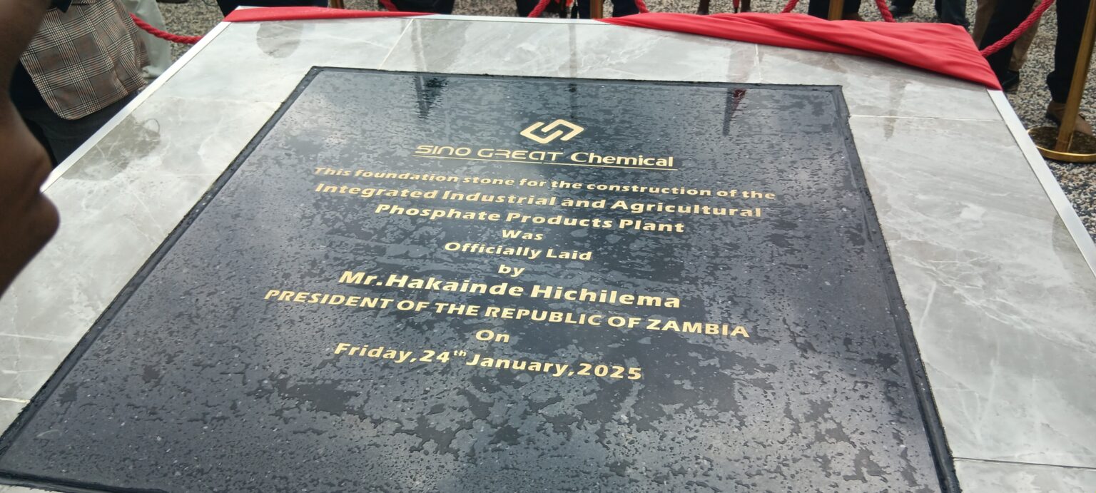 ZAMBIA COMMISSIONS US$340 MLN ANTI-CLIMATE CHANGE PHOSPHATE PLANT